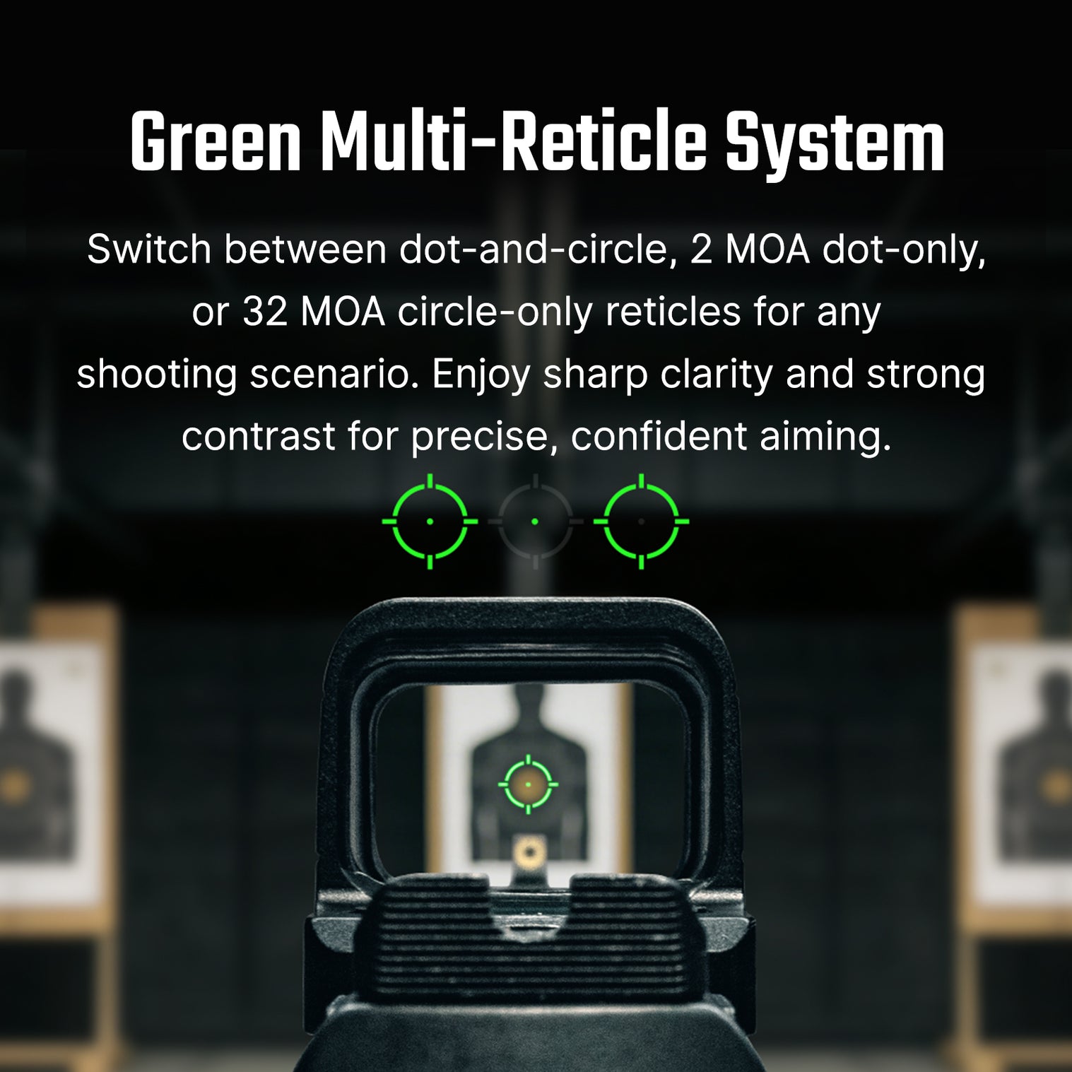 Osight SE Enclosed Green MRS Reticle 2 MOA Dot + 32 MOA Circle, Side B ...