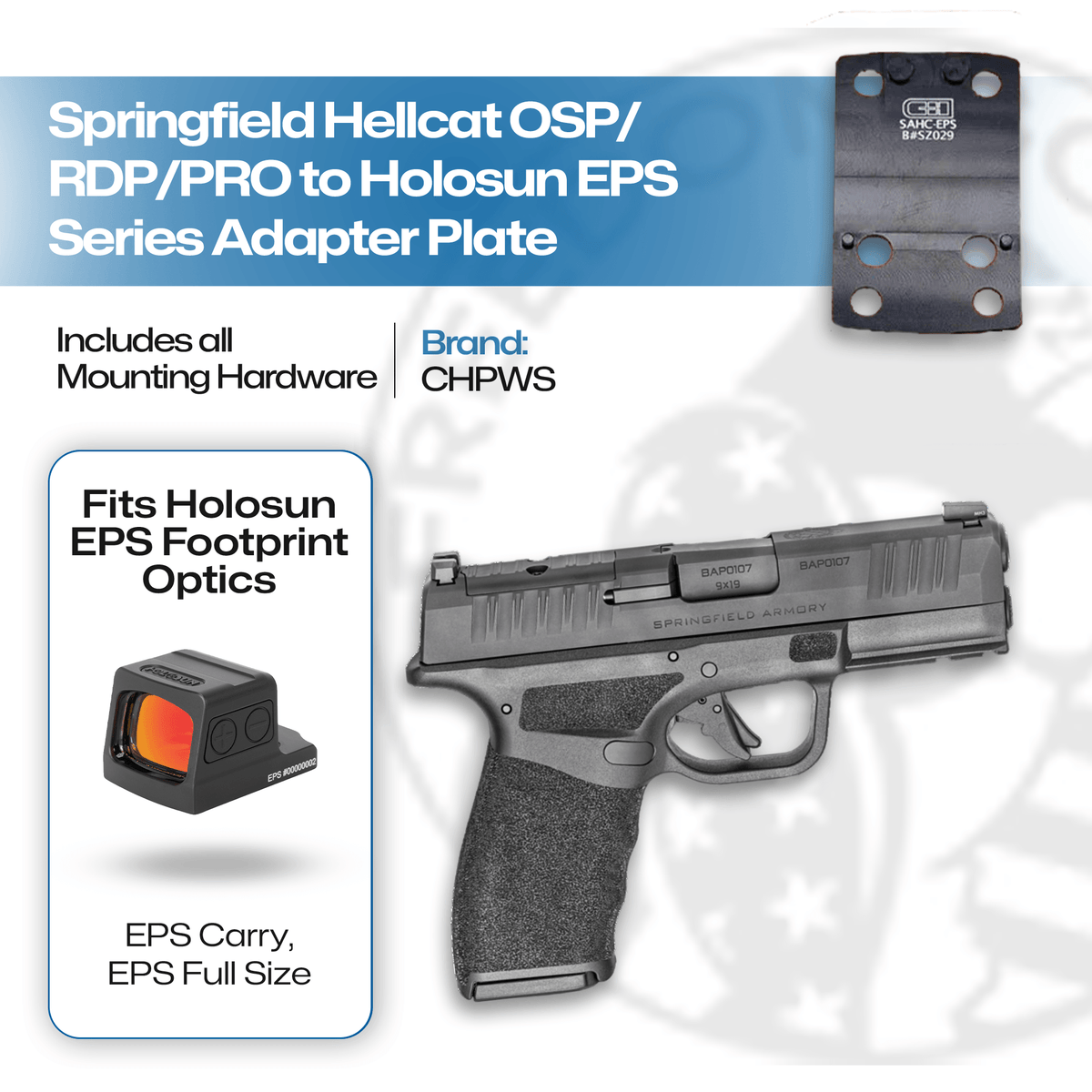 Springfield Hellcat OSP/RDP/PRO to the Holosun EPS/Carry Adapter Plate ...