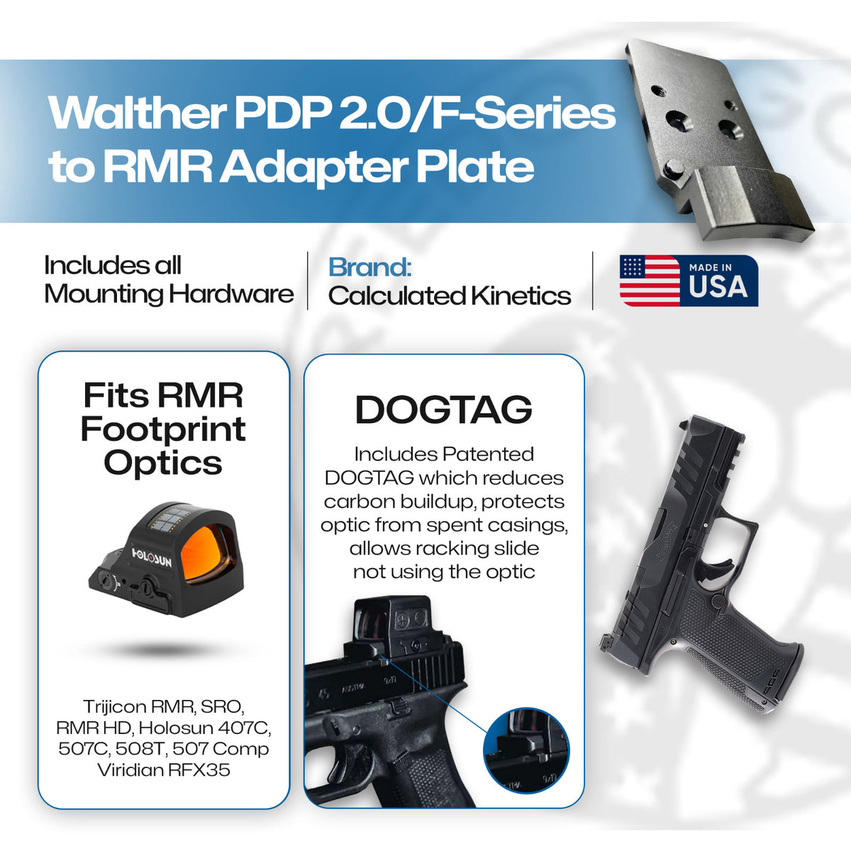 Walther PDP 2.0/F-Series RMR Adapter Plate - Aluminum - DOGTAG - Calcu ...