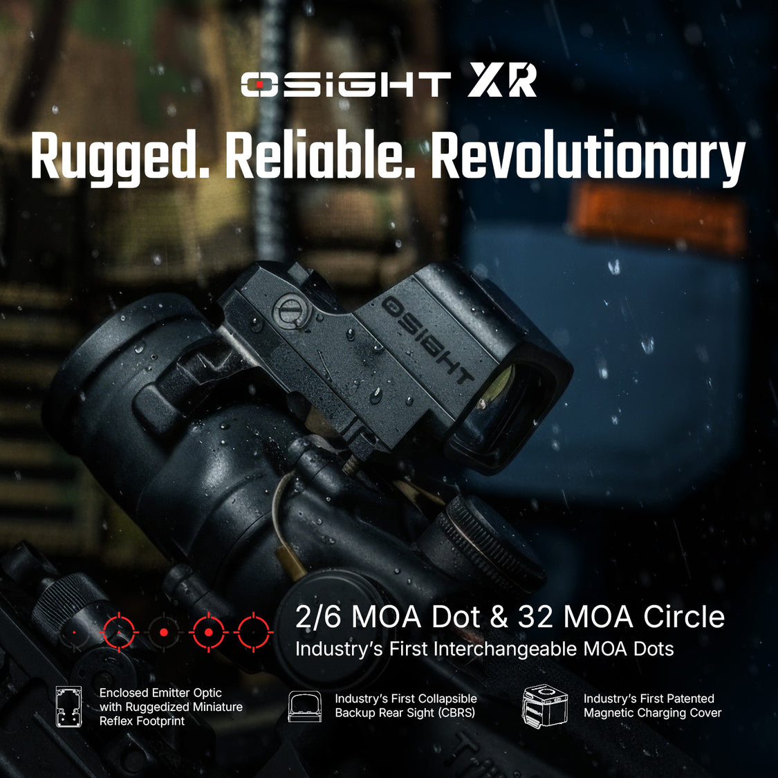 Osight XR Enclosed Red Dot Sight, RMR Footprint, 2/6+32 MOA Multi-Reti ...