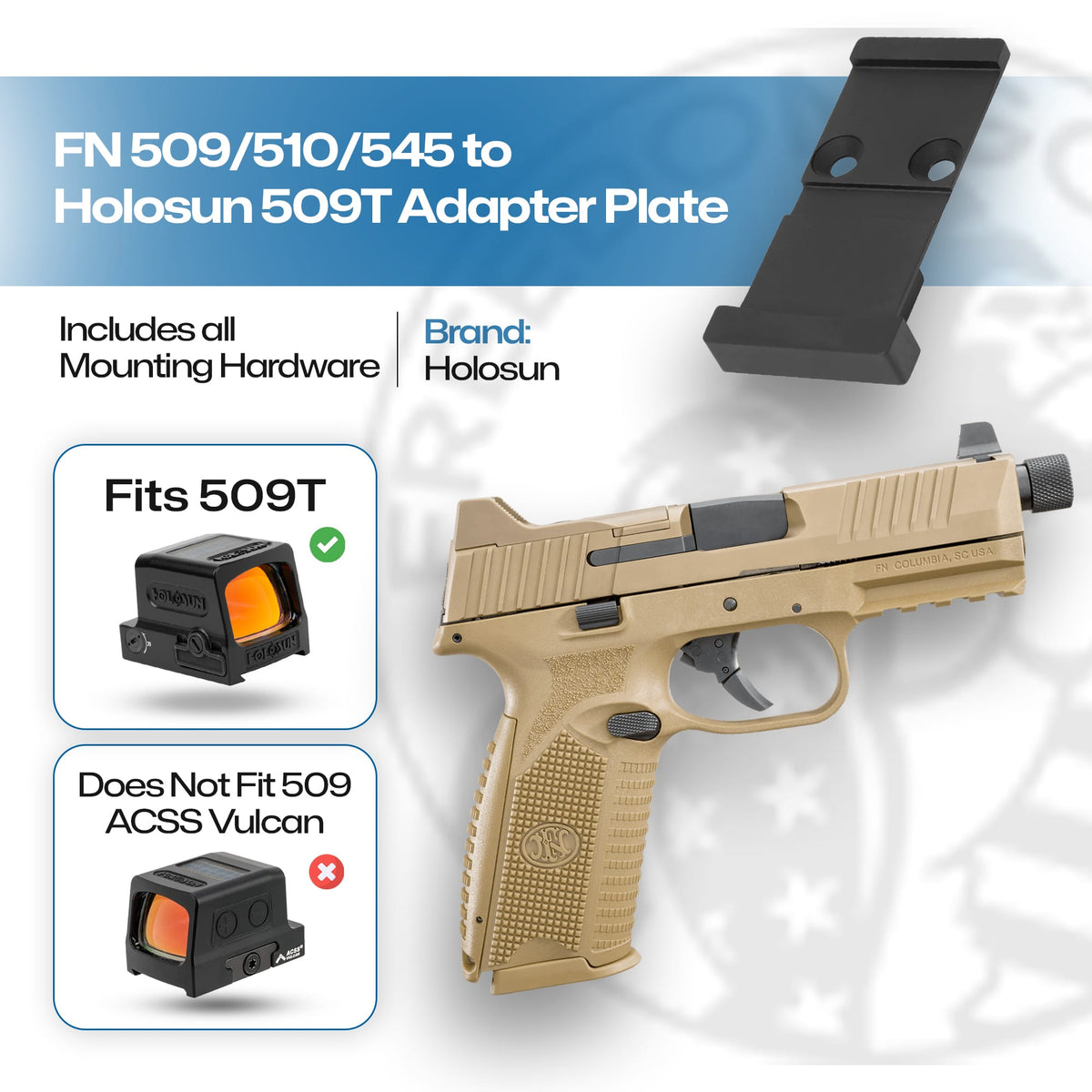 FN 509/510/545 to Holosun 509T Adapter Plate - Holosun – Freedom Gorilla