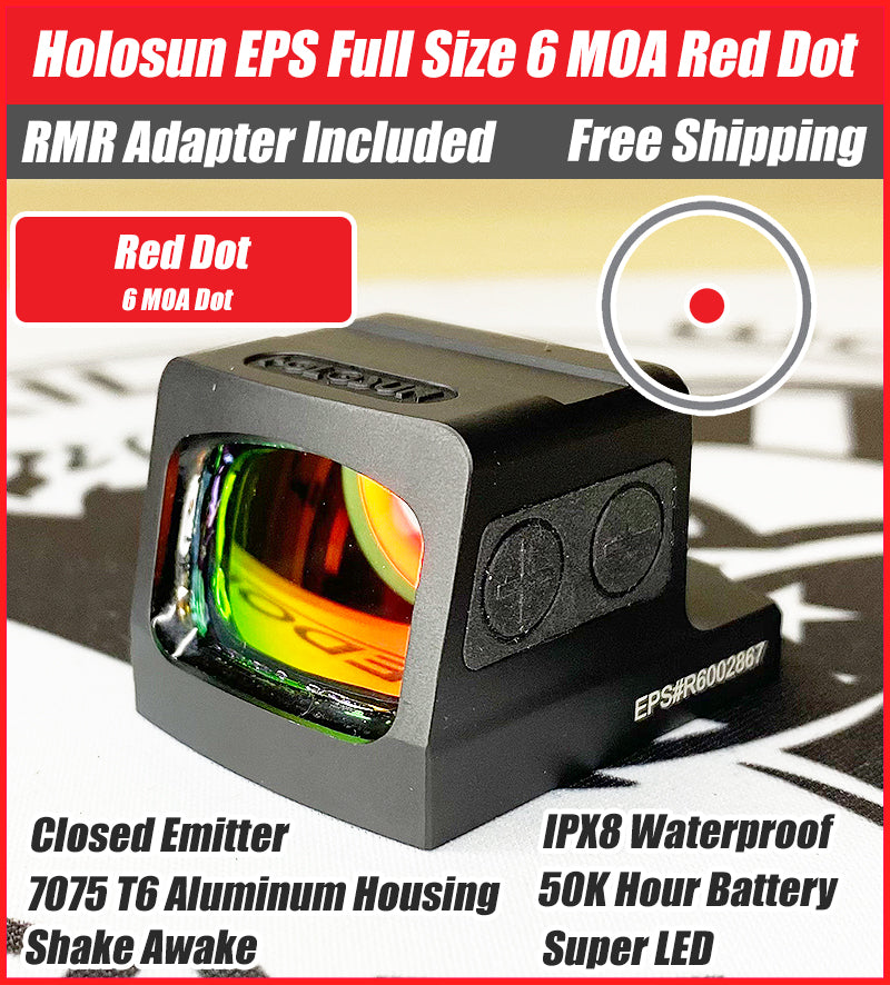 Holosun EPS Full Size 6 MOA Red Dot, Closed Emitter Sight, K Series Fo ...