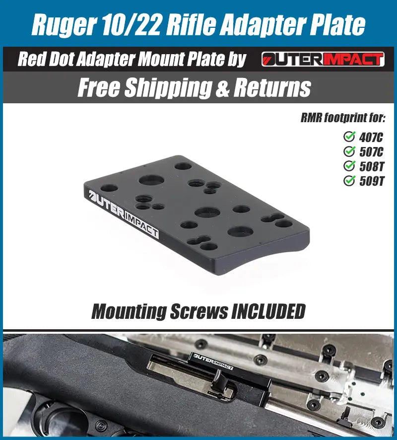 Ruger 10/22 Rifle Red Dot Adapter Mount Plate - OuterImpact – Freedom ...