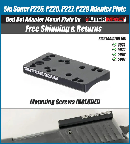 Sig Sauer P226, P220, P227, P229 Pistols Red Dot Adapter Mount Plate ...