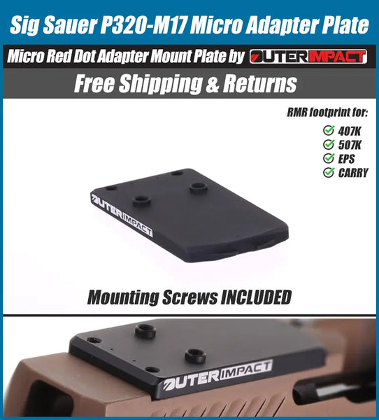 Sig Sauer P320-M17 Micro Red Dot Adapter Mount Plate - OuterImpact ...