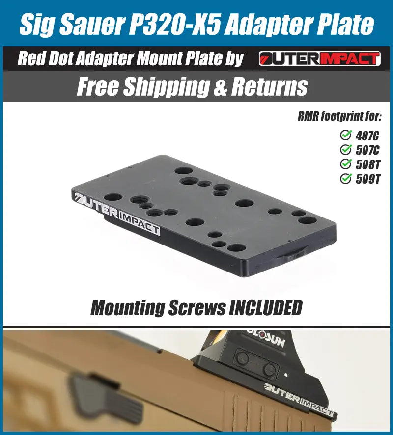 Sig Sauer P320-X5 Red Dot Adapter Mount Plate - OuterImpact – Freedom ...