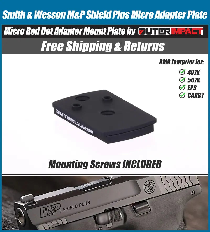 Smith & Wesson M&P Shield Plus Micro Red Dot Adapter Mount Plate - Out ...