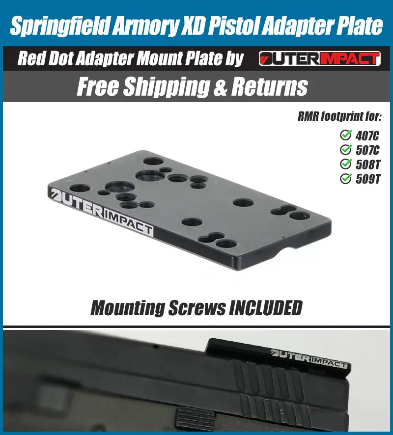 Springfield Armory XD Pistol Red Dot Adapter Mount Plate - OuterImpact ...