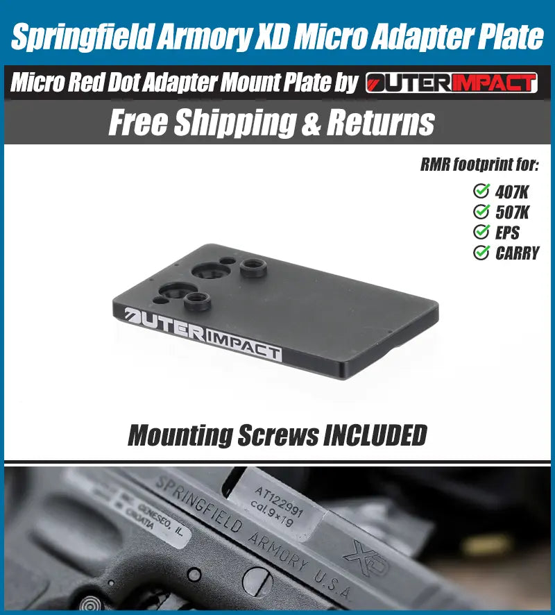 Springfield Armory XD Micro Red Dot Adapter Mount Plate - OuterImpact ...